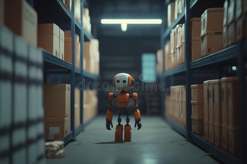 Innovative Industry Robot Working in Warehouse for Human Labor ...