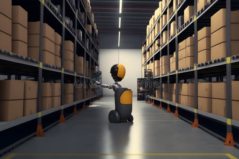 Innovative Industry Robot Working in Warehouse for Human Labor ...