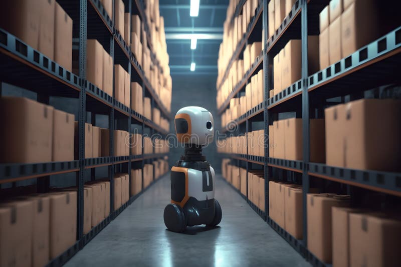 Innovative Industry Robot Working in Warehouse for Human Labor ...