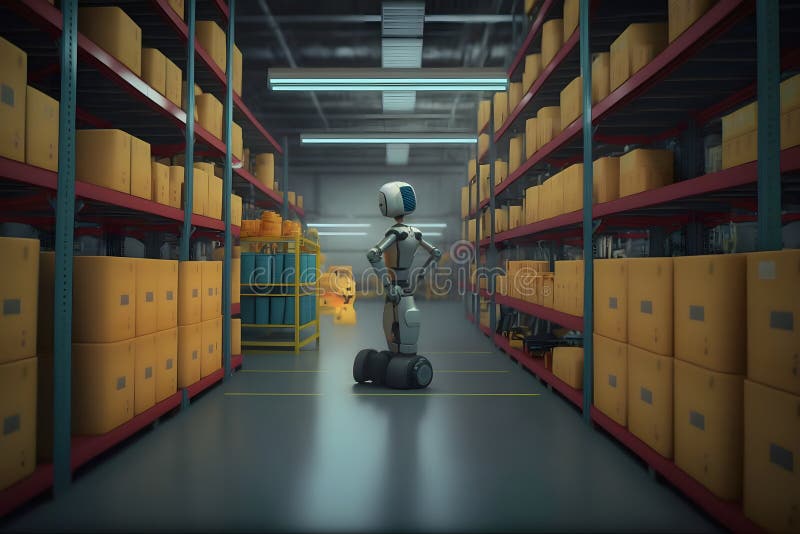 Innovative Industry Robot Working in Warehouse for Human Labor ...