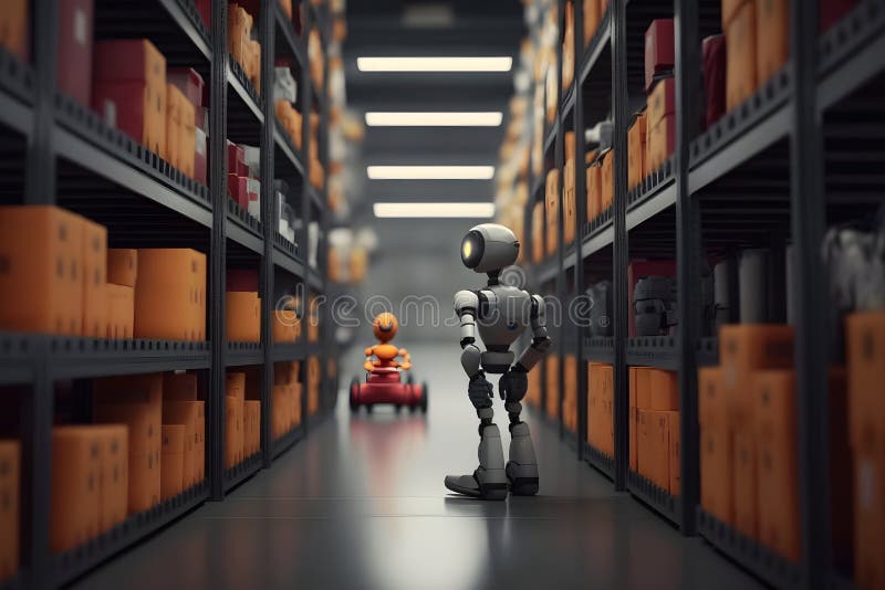 Innovative Industry Robot Working in Warehouse for Human Labor ...