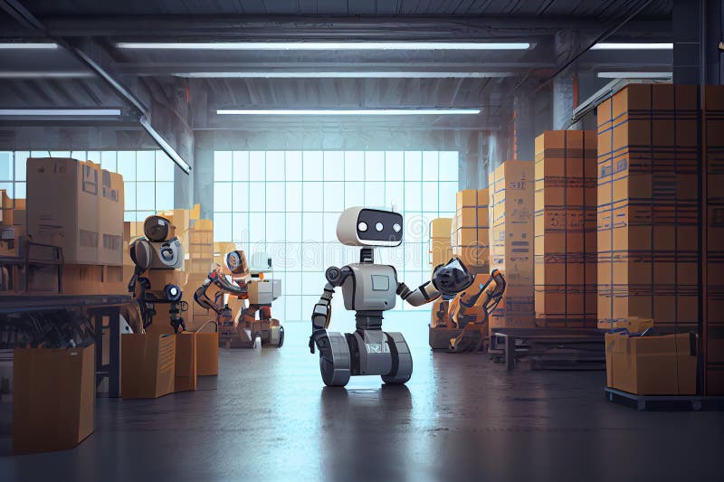Innovative Industry Robot Working in Warehouse for Human Labor ...