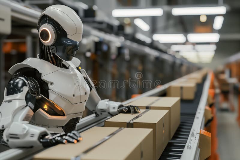 Innovative Industry Robot Working in Warehouse for Human Labor ...