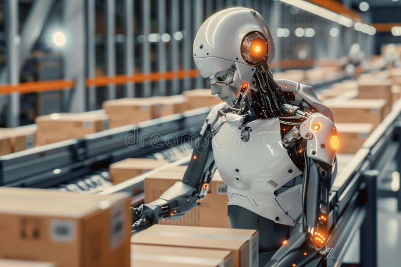 Innovative Industry Robot Working in Warehouse for Human Labor ...