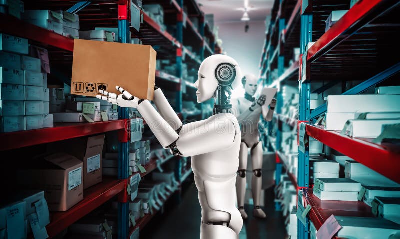 Innovative Industry Robot Working in Warehouse for Human Labor ...