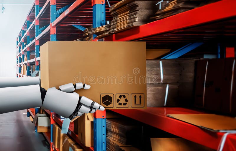 Innovative Industry Robot Working in Warehouse for Human Labor ...