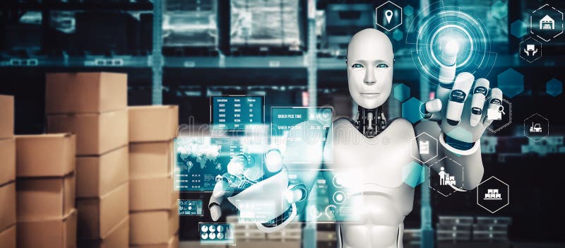 Innovative Industry Robot Working in Warehouse for Human Labor ...