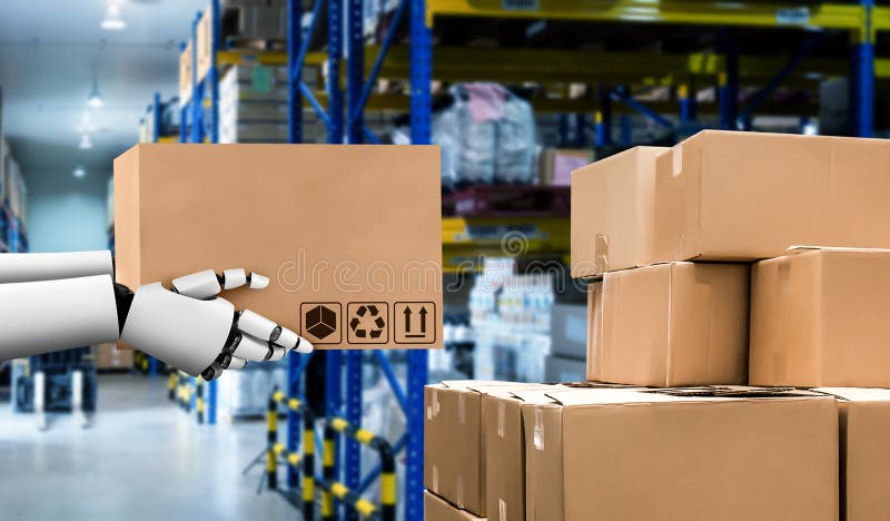 Innovative Industry Robot Working in Warehouse for Human Labor ...