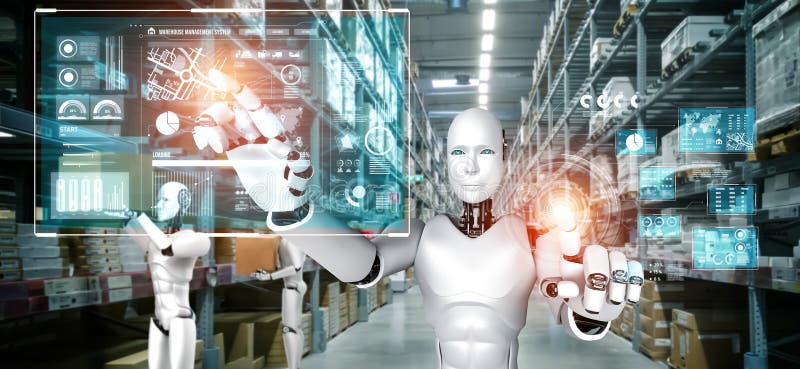 Innovative Industry Robot Working in Warehouse for Human Labor ...