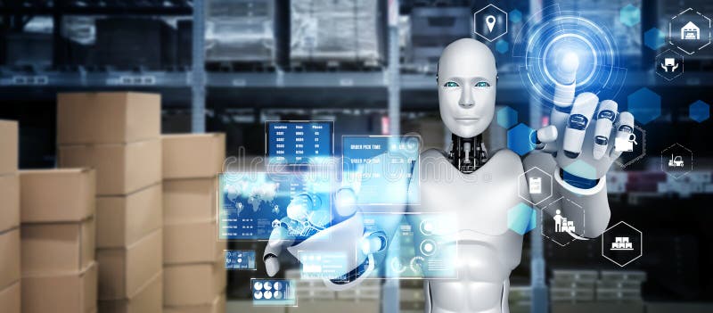 Innovative Industry Robot Working in Warehouse for Human Labor ...