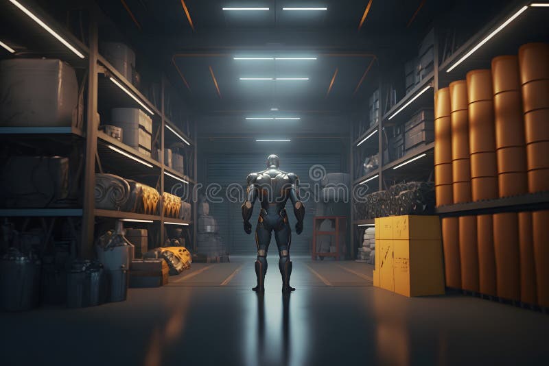 Innovative Industry Robot Working in Warehouse for Human Labor ...