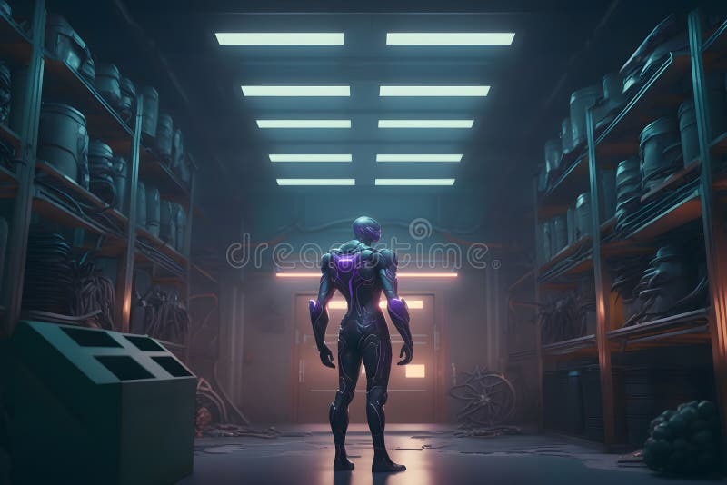 Innovative Industry Robot Working in Warehouse for Human Labor ...