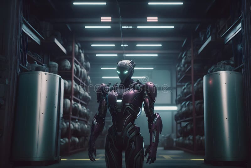 Innovative Industry Robot Working in Warehouse for Human Labor ...