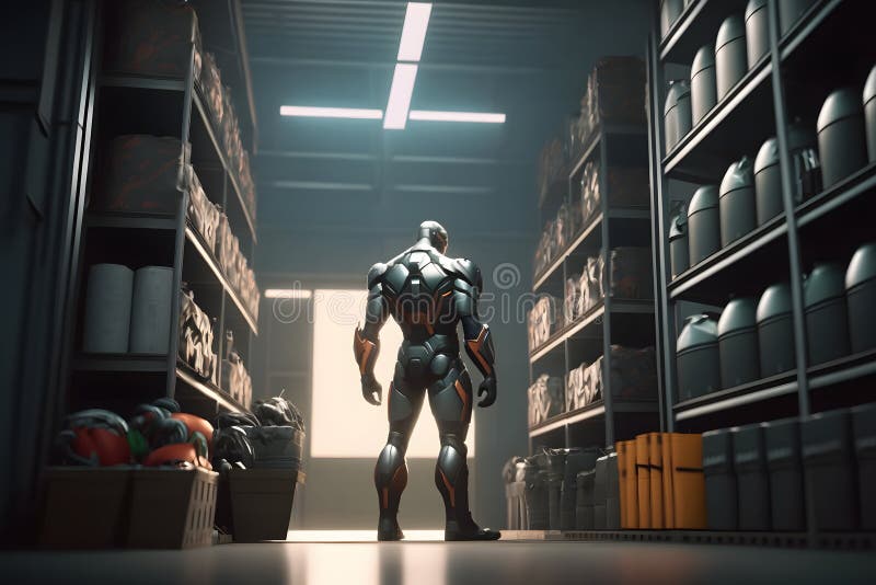 Innovative Industry Robot Working in Warehouse for Human Labor ...