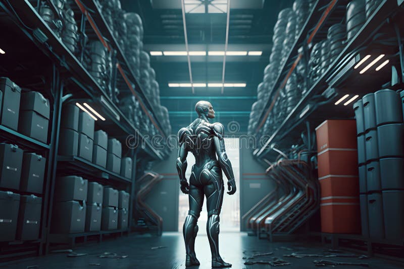 Innovative Industry Robot Working in Warehouse for Human Labor ...