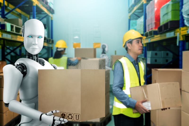 Innovative Industry Robot Working in Warehouse Together with Human ...
