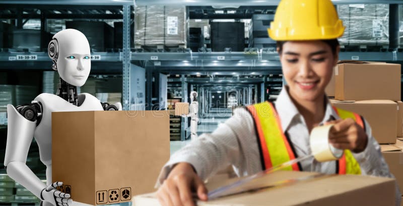 Innovative Industry Robot Working in Warehouse Together with Human ...