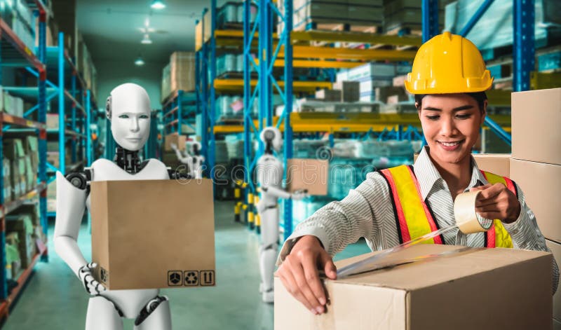 Innovative Industry Robot Working in Warehouse Together with Human ...