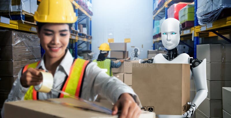 Innovative Industry Robot Working in Warehouse Together with Human ...