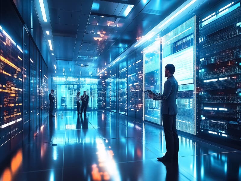 Innovative Insights: Inside a Futuristic Data Center Stock Illustration ...