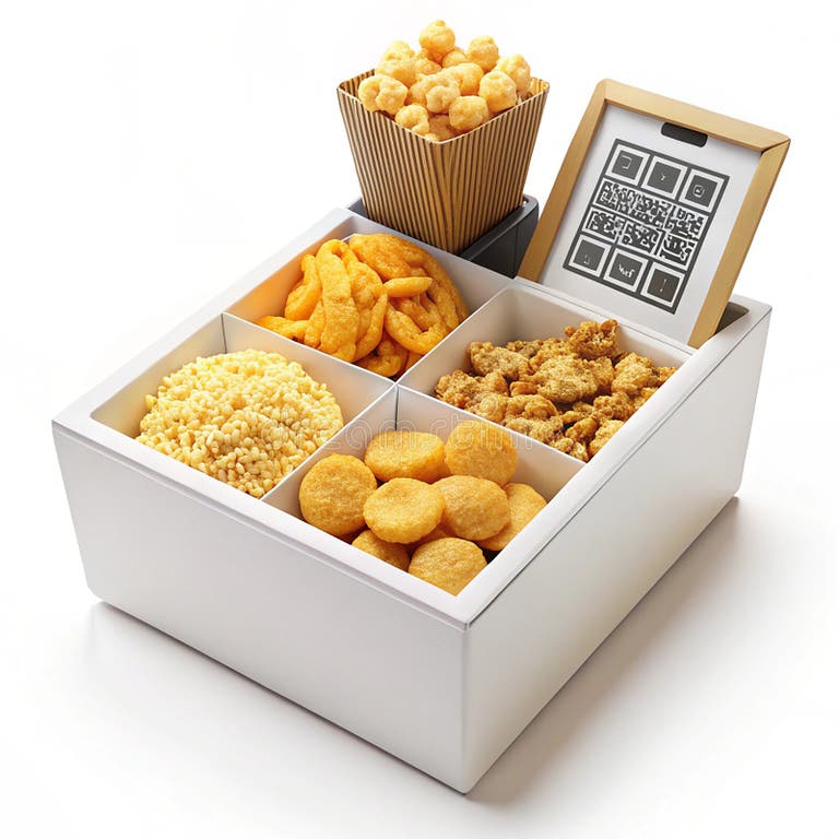 Interactive Snack Box with Augmented Reality QR Codes Stock ...
