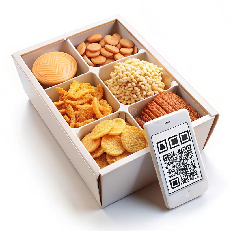 Interactive Snack Box with Augmented Reality QR Codes Stock ...