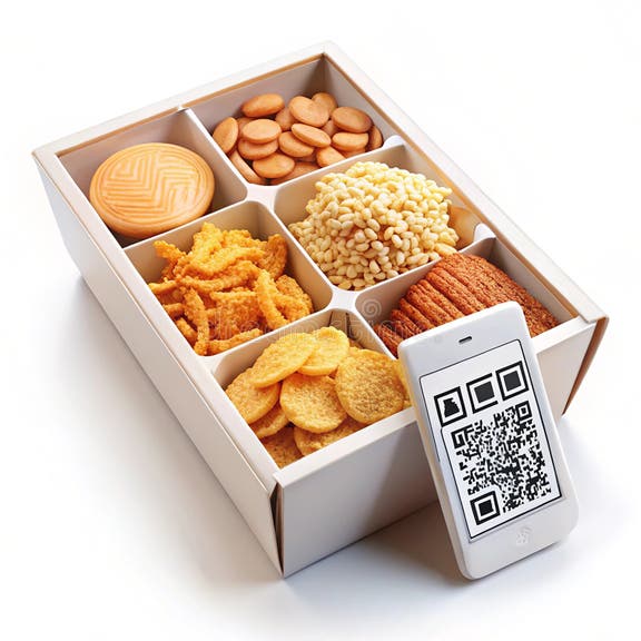 Interactive Snack Box with Augmented Reality QR Codes Stock ...