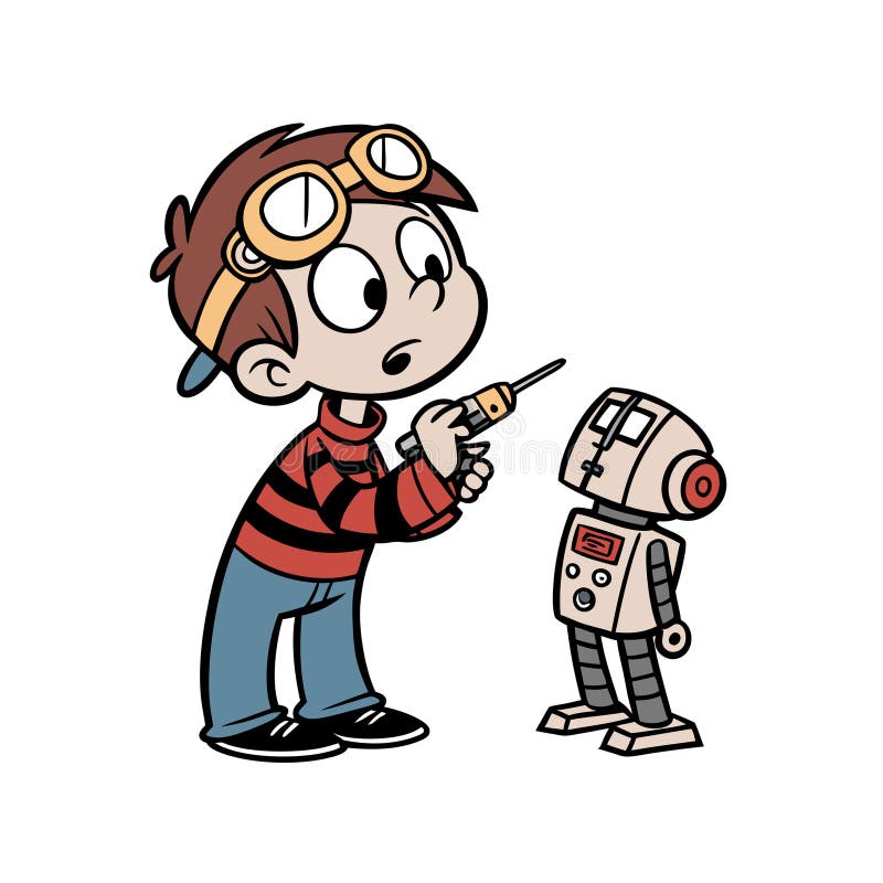 Innovative Inventor Boy Character Stock Illustration - Illustration of ...
