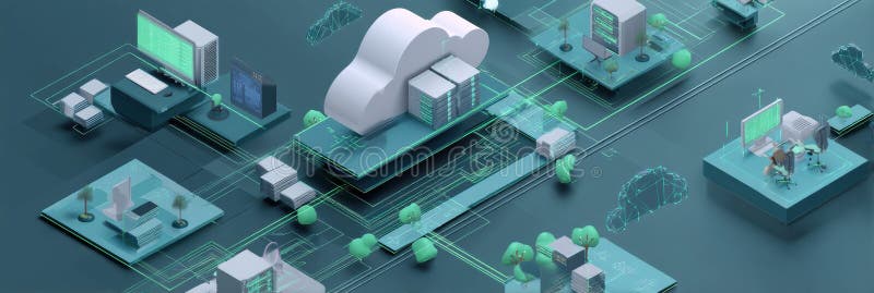 Innovative Isometric Cloud Computing Data Exchange Center Showcasing ...