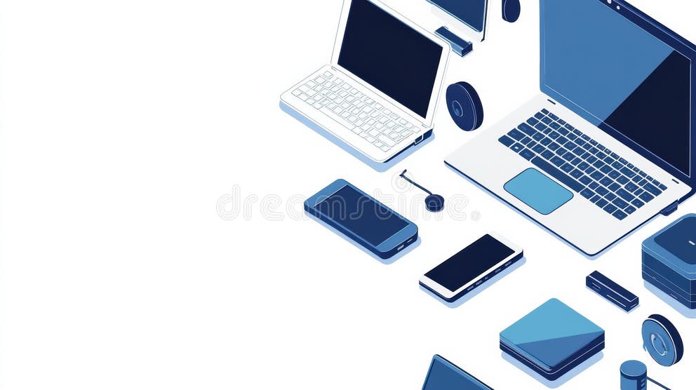 Innovative Isometric Icon Design Featuring Computers Laptops Technology ...