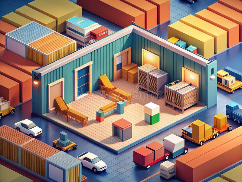 Innovative Isometric Warehouse Storage Design Visualizing Efficient ...