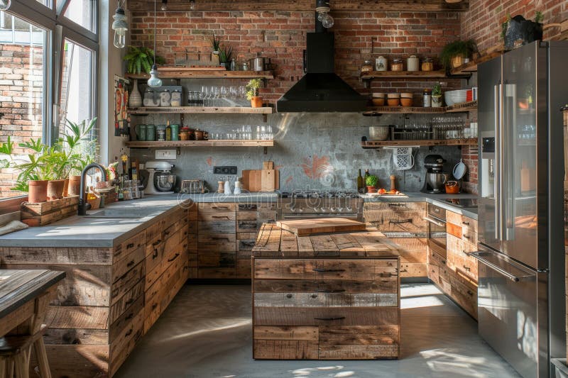 Innovative Kitchen Setup Using Reclaimed Timber for Cabinet Doors ...