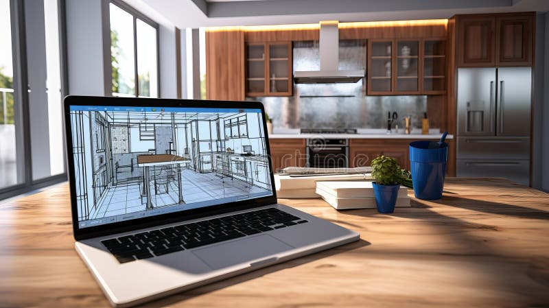 Innovative Laptop and Detailed Blueprint for Precise House Project ...