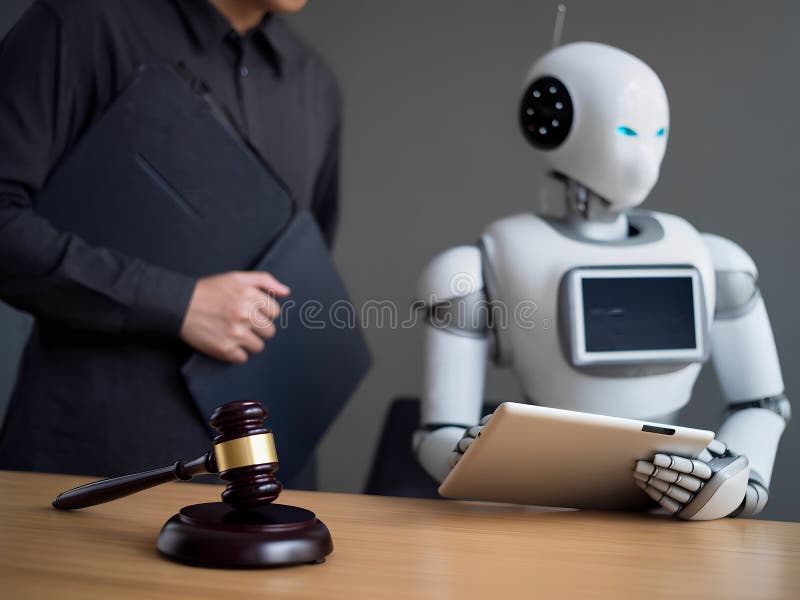 Innovative Lawyer Using AI Technology on Tablet, Representing Legal ...