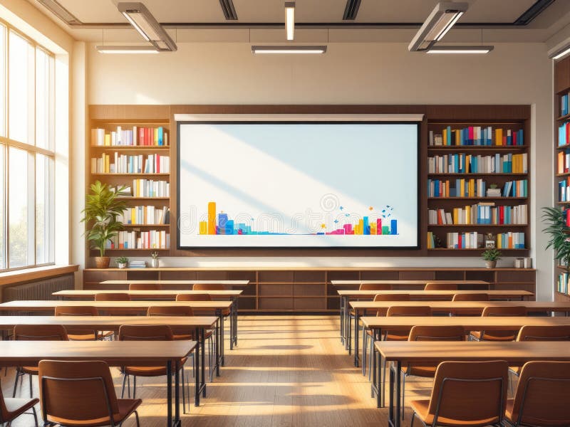 Innovative Learning Space: Modern Classroom with Interactive Whiteboard ...