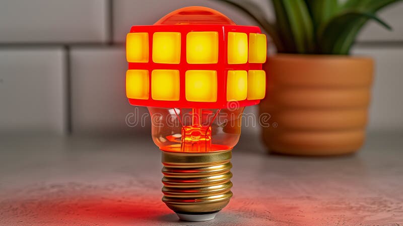 Innovative LED Light Bulb with Cube Design Stock Illustration ...