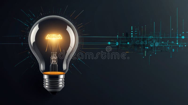 Innovative Light Bulb Concept with Digital Elements Stock Illustration ...