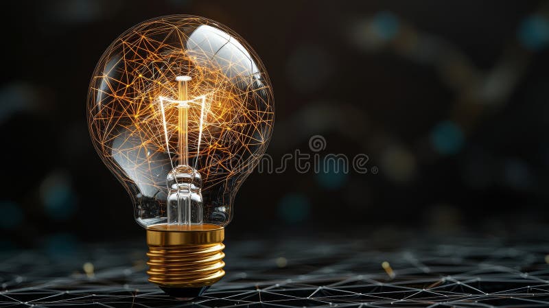 Innovative Light Bulb Design Featuring an Intricate Wire Pattern Symbolizing the Fusion of ...