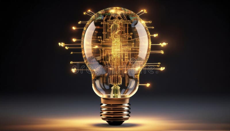 Innovative Light Bulb with Digital Circuit, Symbolizing Creative ...