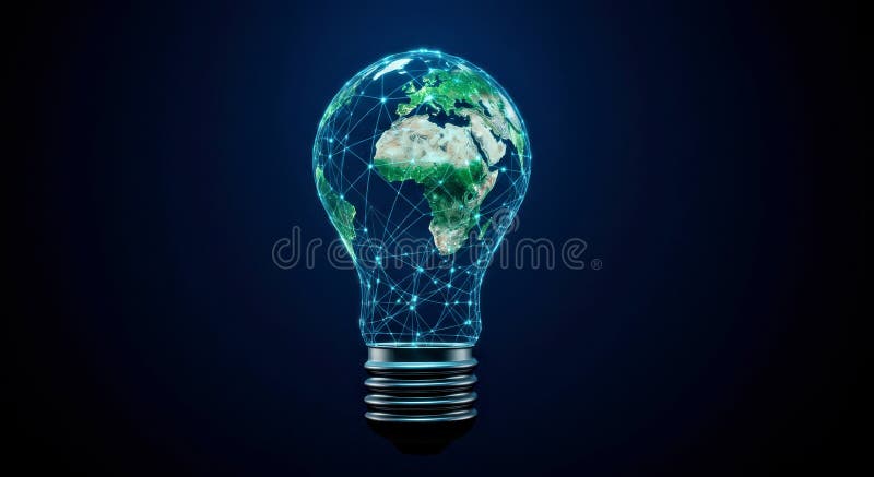 Innovative Light Bulb with Earth Design Representing Global ...