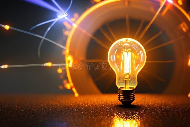 A Bright Bulb with Electric Sparks, Bursting with Potential Stock ...