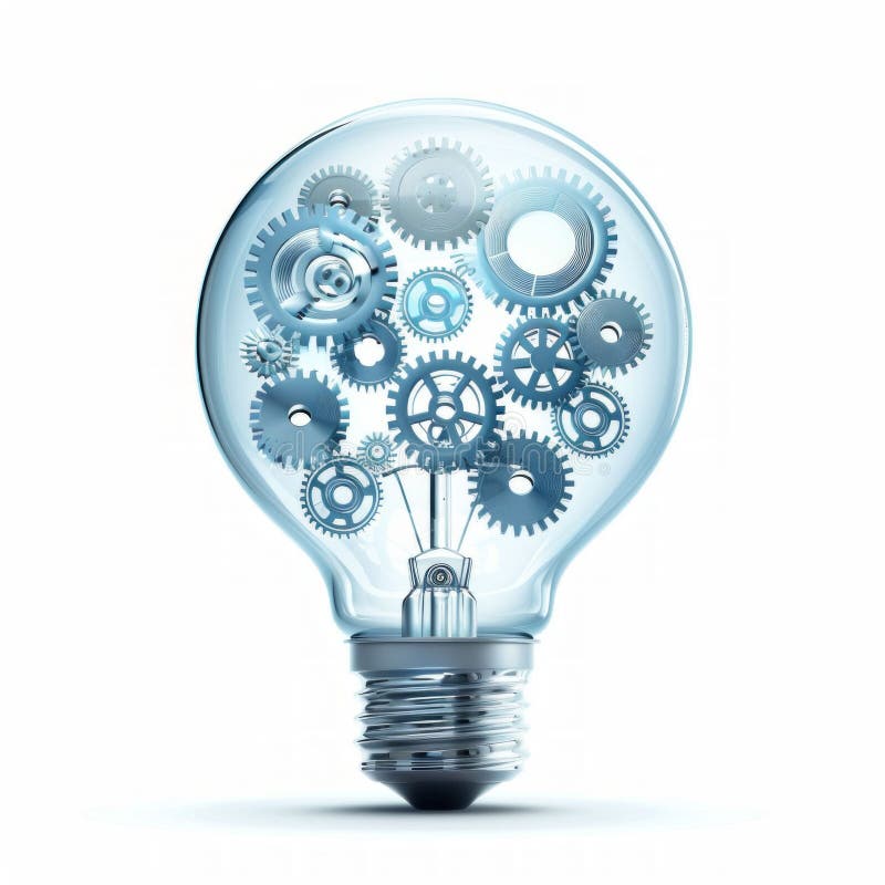 Innovative Lightbulb with Internal Gears Concept. Generative Ai Stock ...