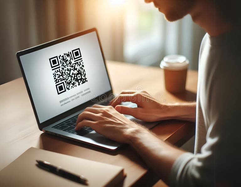 Innovative Login Solutions: Using QR Codes on Laptop Stock Illustration ...