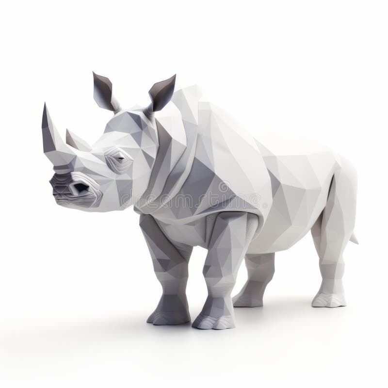 Innovative Low Poly Rhino 3d Render on White Background Stock ...