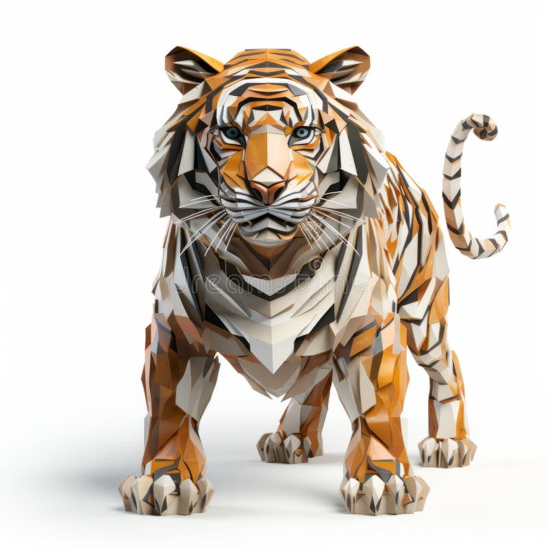Innovative Low Poly Tiger 3d Model Illustration with Multilayered ...