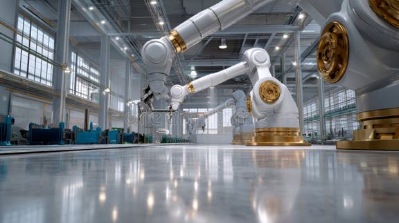 Innovative Machine Room Showcasing a Large Robot Working Alongside ...