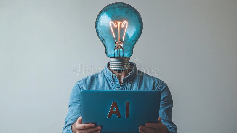 Innovative Man with Light Bulb Head Showcasing Technology and ...