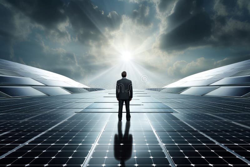 Innovative Man Solar Panel. Generate Ai Stock Image - Image of energy ...