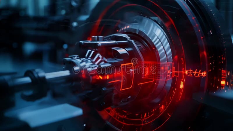 Innovative Manufacturing Process Analyzing Data with Futuristic Hud ...