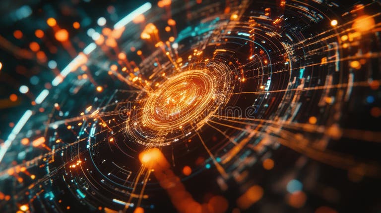 Innovative Manufacturing Process with Glowing Circular Data Flow Stock ...